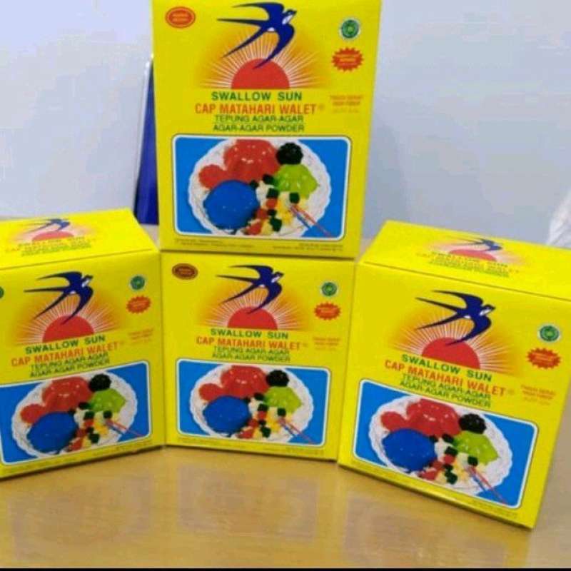 Jual (1 box: 12pcs) Tepung Agar-agar Warna Hijau 7gr Swallow Sun Cap ...