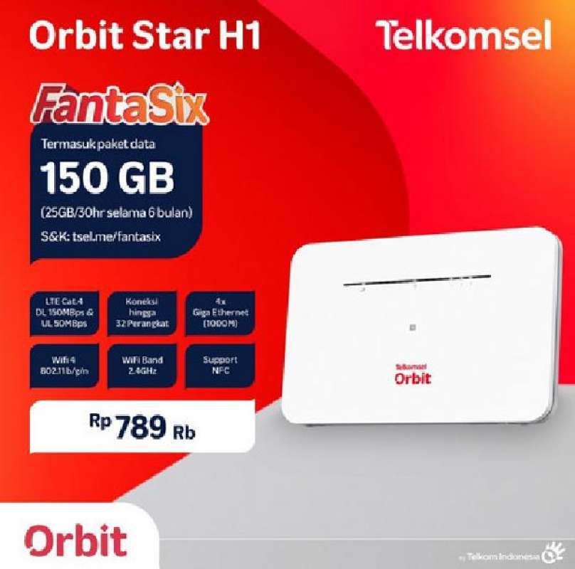 Jual Huawei B311 Telkomsel Orbit Star H1 Modem WiFi 4G High Speed Free 150G di Seller WIRA CCTV ...