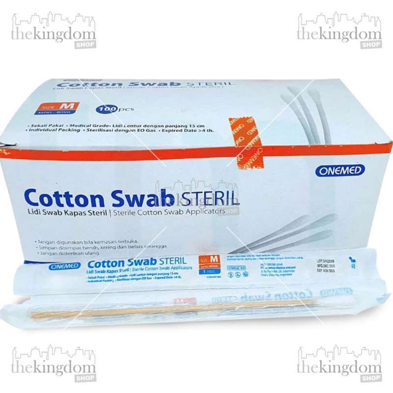Jual Onemed Cotton Swab Steril M Medium /100 Lidi Bud Kapas Sterile ...