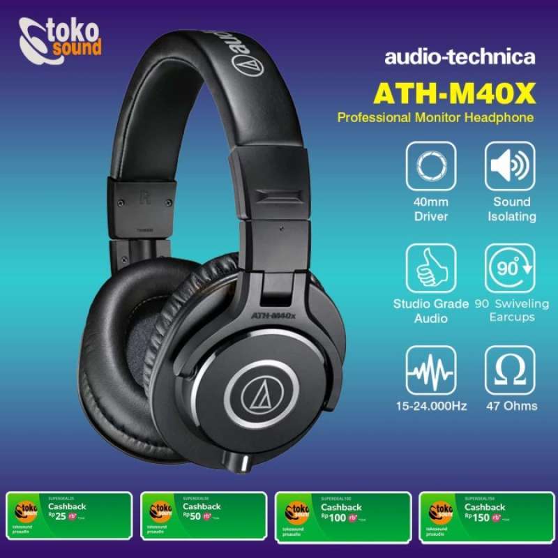 Jual Audio Technica ATH-M40x Professional Monitor Headphones di Seller ...
