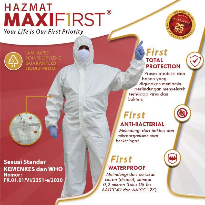 Jual Baju APD - Hazmat Maxif1rst Laminated Polypropylene - Standar ...