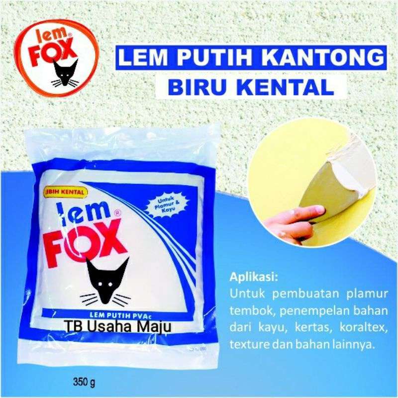 Jual Lem Fox Kayu Wallpaper Putih Pvac Biru (kental) Kantong 350gram ...
