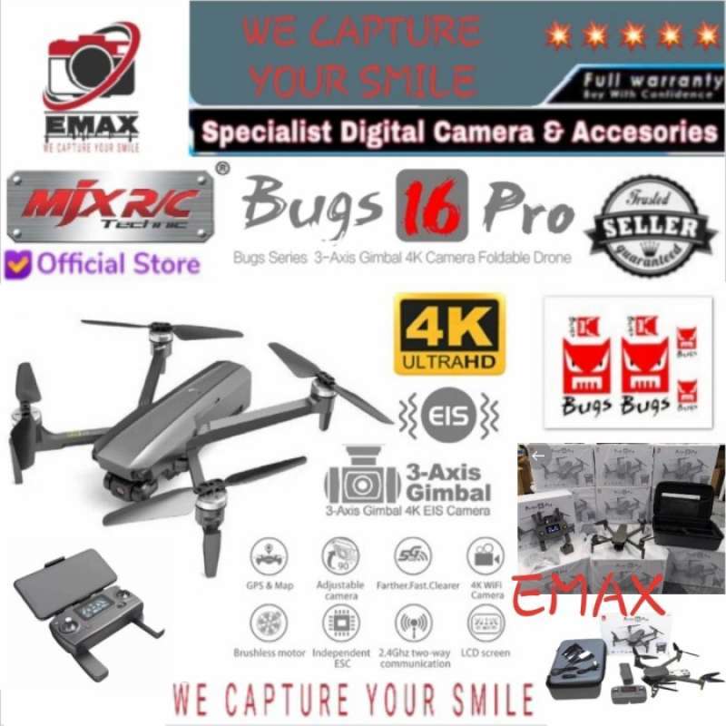 Jual Mjx Bugs 16 Pro Eis Drone B16 Pro Eis 3 Axis Gimbal 4K 5G Wifi Fpv Gps di Seller Neandro ...