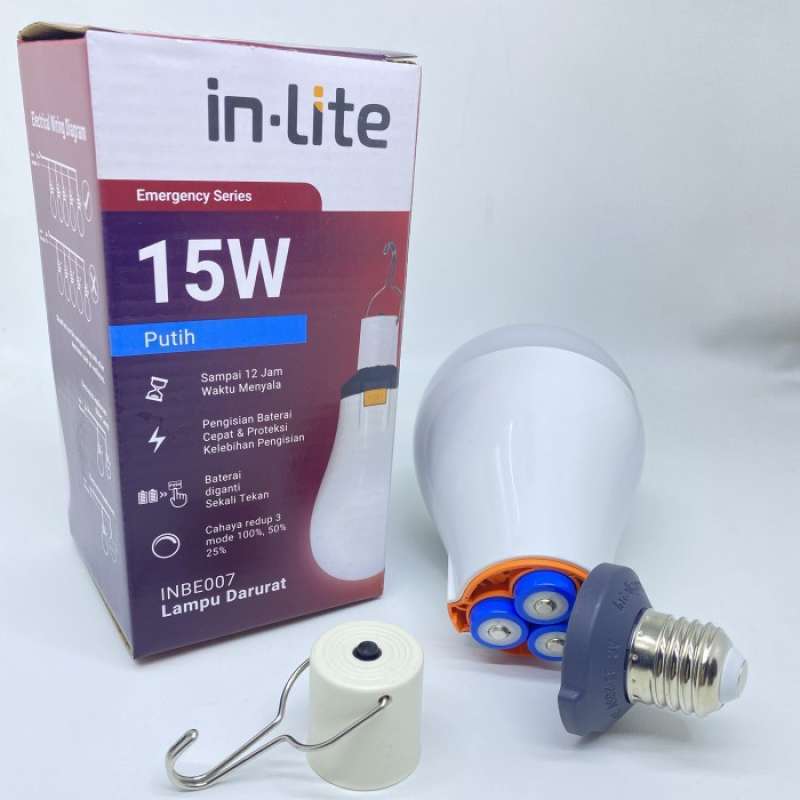 Jual Inlite Emergency Led Bulb Inbe007 15 Watt 15w Lampu Darurat Di Seller Thunder Store - Duri ...