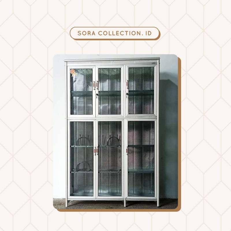 Jual Lemari / Rak Piring 3 Pintu Full Box Kaca Rayben Bahan Alumunium ...