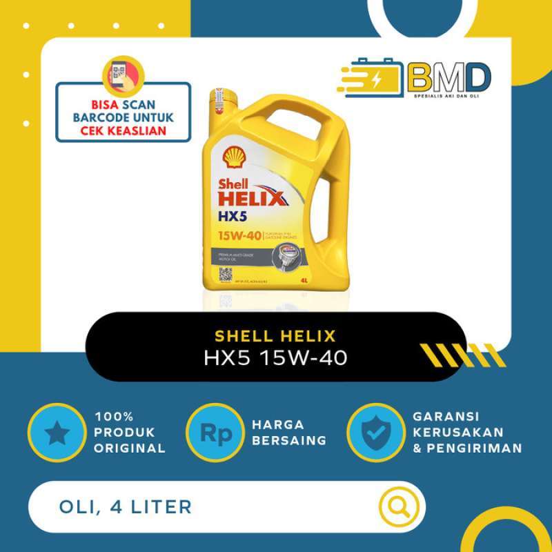 Promo Shell Helix HX5 15W-40 - 4 Liter Diskon 23% di Seller Huma Auto ...