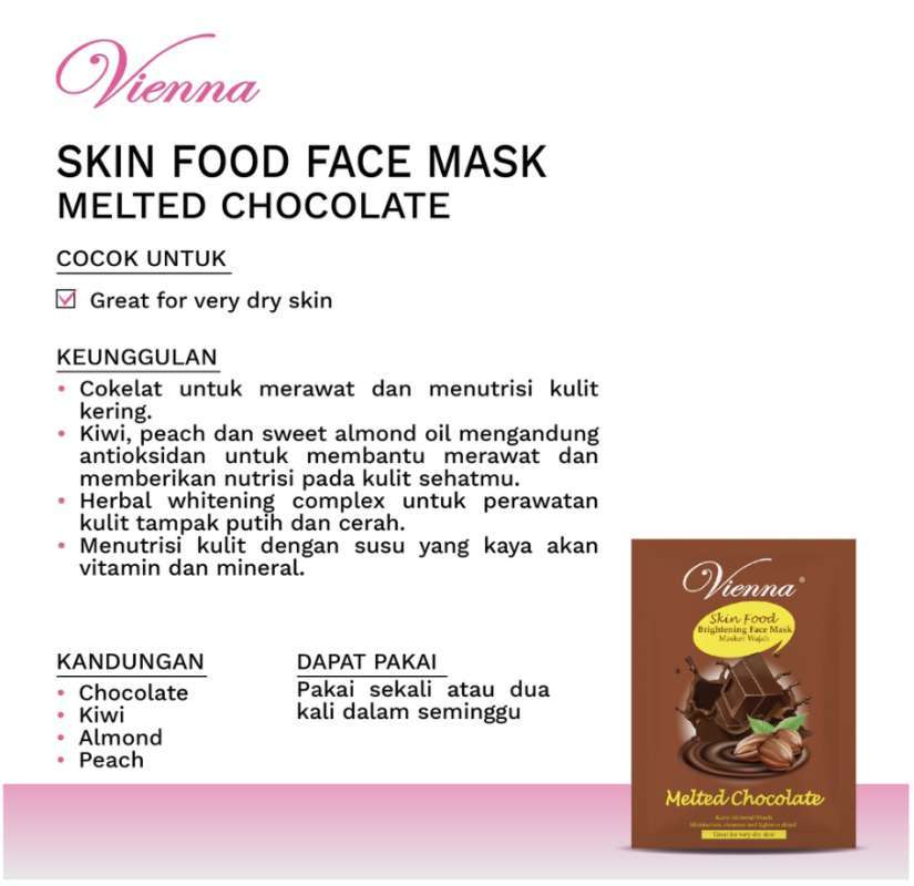 Promo Vienna Skin Food Melted Chocolate Face Mask Clay - 15ml Sachet ...