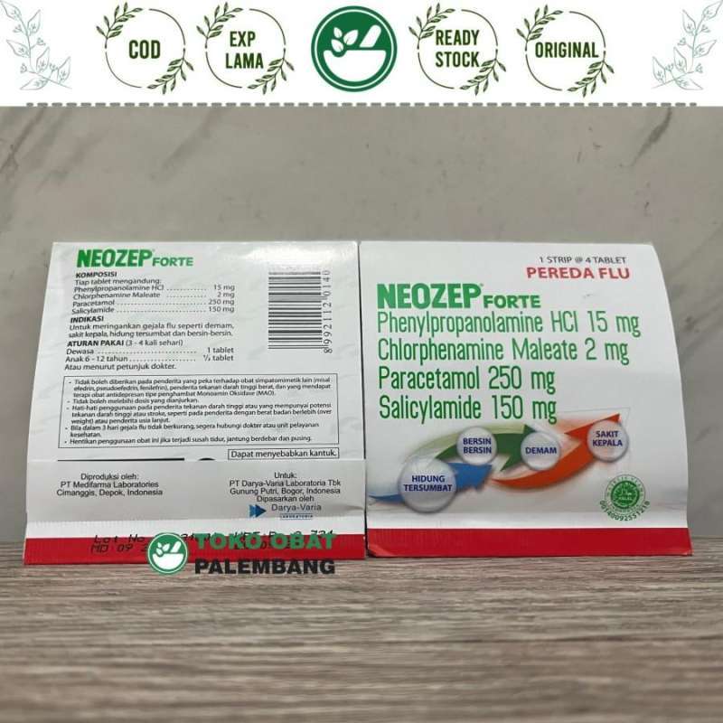 Jual Neozep Forte Pereda Flu Isi 4 Tablet Untuk Flu, Demam, Sakit ...