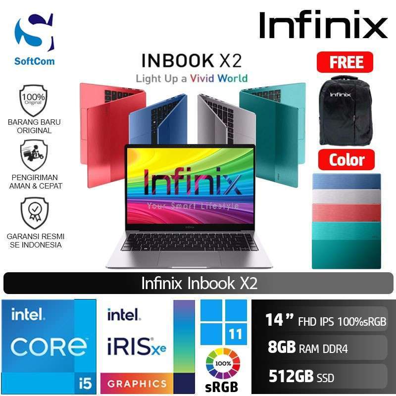 Jual Infinix Inbook X2 Notebook [core I5-1155g7/8gb/512gb Ssd/14 Fhd ...