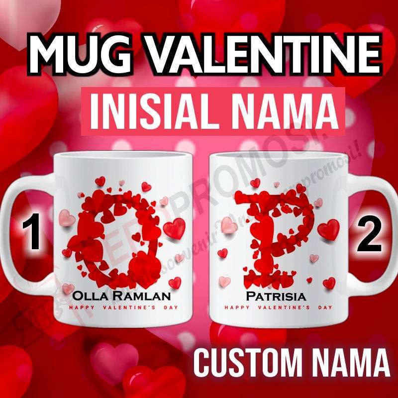 Jual Mug Valentine Inisial Nama / Kado hari kasih sayang / Hampers ...
