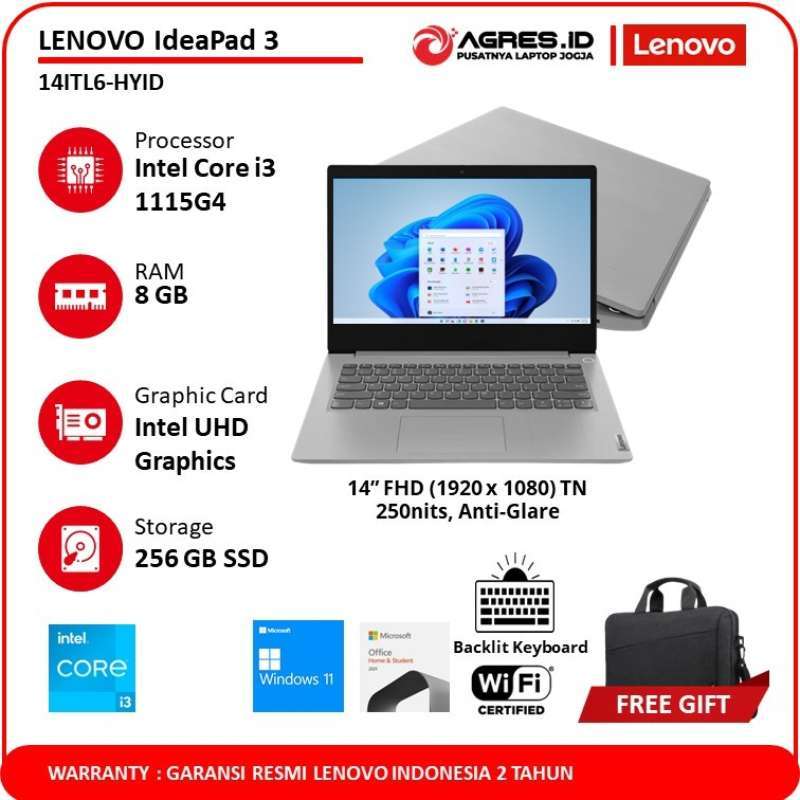 Jual Lenovo Ideapad 3 14ITL6 I3 1115G4 8GB 256GB SSD Intel UHD 14 0FHD Di Seller AGRES ID