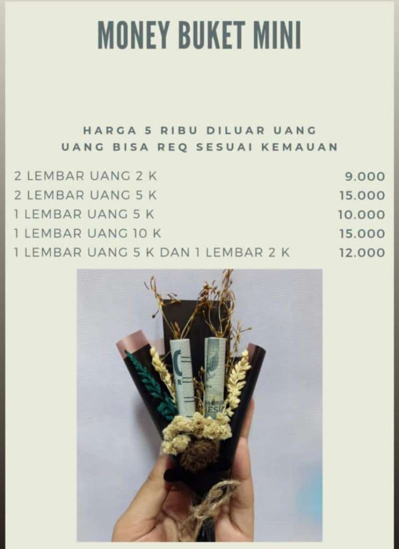 Promo MONEY BUKET / BUKET UANG MINI UNTUK 1 LEMBAR UANG 5K & 1 LEMBAR ...