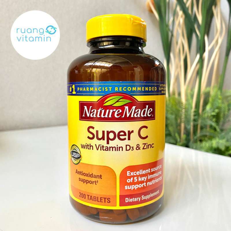 Promo NATURE MADE SUPER C WITH VITAMIN D3 & ZINC (200 TABLETS) Diskon ...