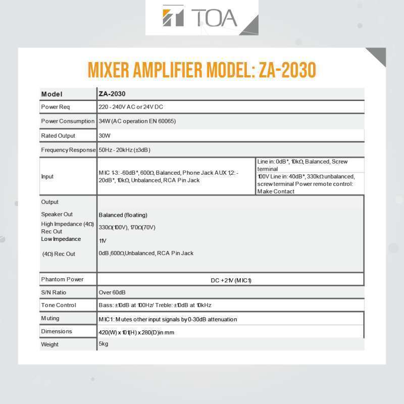 Promo Mixer Amplifier Toa Model Za-2030 | Garansi Resmi Diskon 30% Di Seller Retaily Official ...