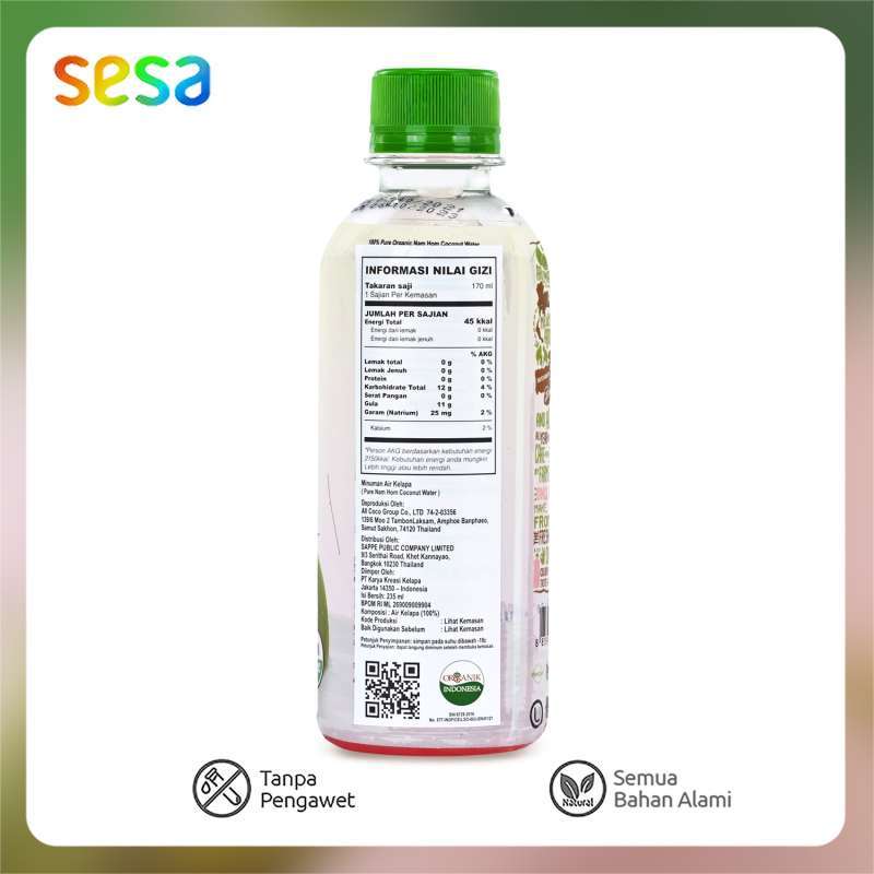 Jual All Coco Nam Hom Organic Coconut Water 235 Ml Di Seller Sesa ...
