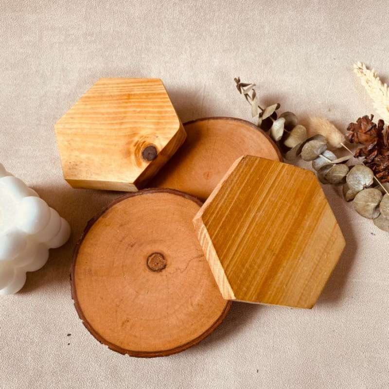 Jual Tatakan Kayu Coaster Kayu Tatakan Lilin Diffuser Aesthetic ...