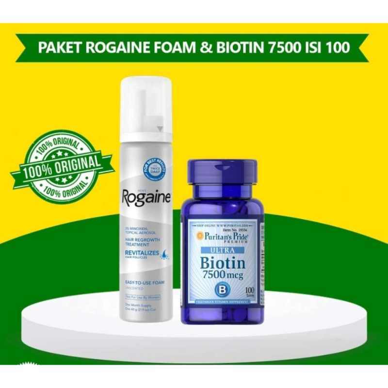 Jual Rogaine Foam 5% Minoxidil + Puritan Biotin 7500 mcg isi 100 ...