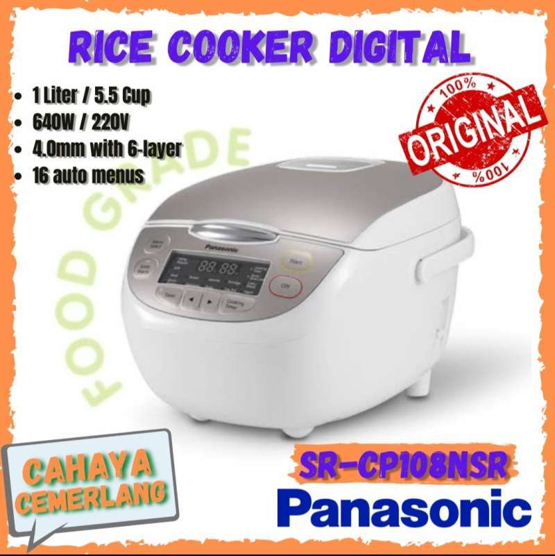 Promo Panasonic Rice Cooker Digital 1 Liter SR-CP108NSR Putih Diskon 10 ...