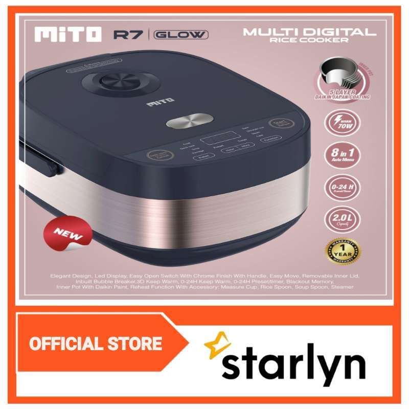 Jual Mito R7 Glow Multi Digital Rice Cooker 2 Liter 8 In 1 Menu - Hitam ...