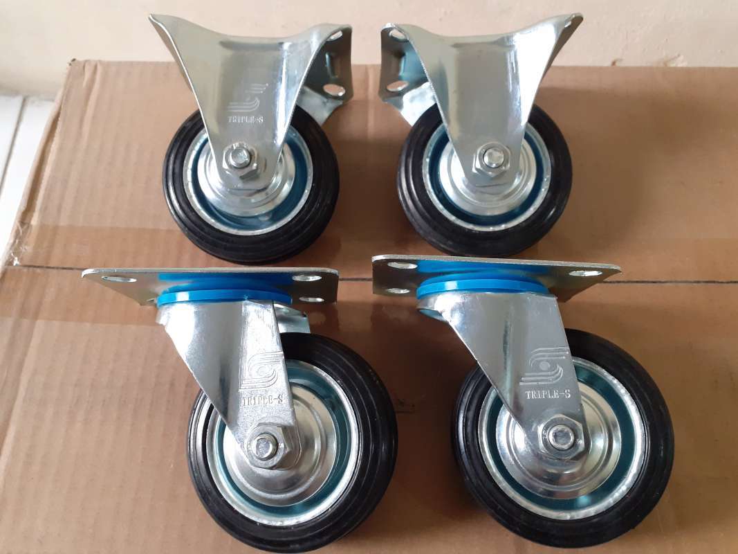 Jual Roda Troli Roda trolley Roda Karet 3 inch/inci 1 set / 4 buah ( 2 ...