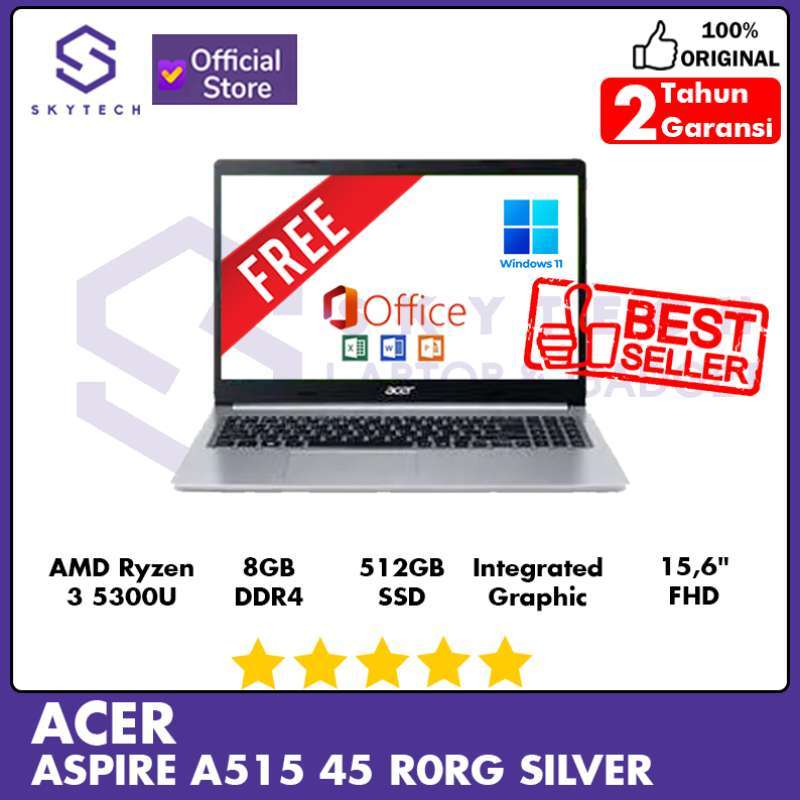 Jual LAPTOP ACER ASPIRE 5 A515 45 R0RG AMD RYZEN 3 5300U RAM 8GB SSD ...