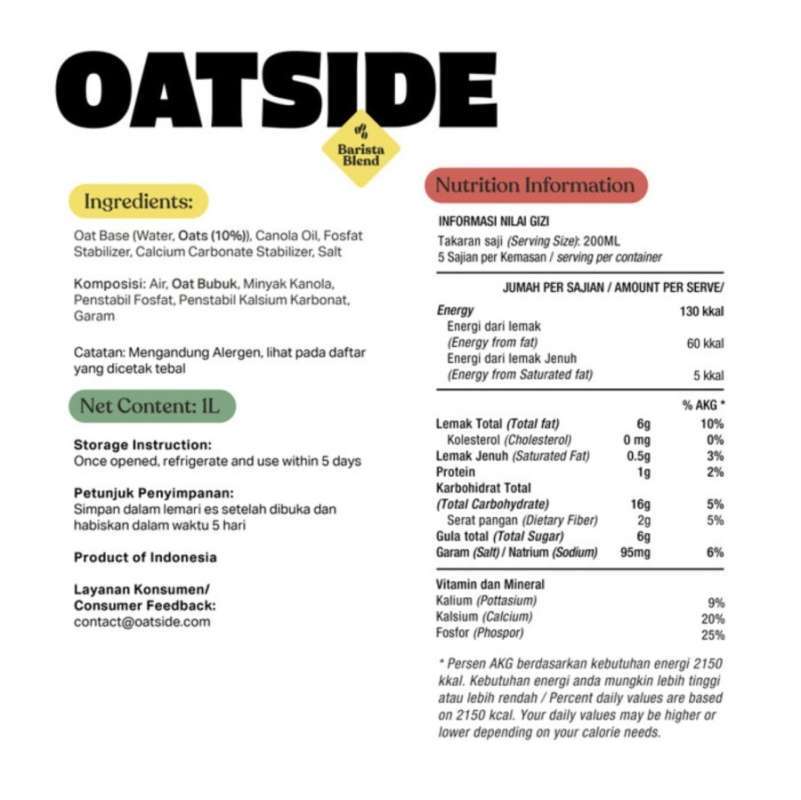 Jual Oatside Oat Milk Barista Blend 1 Liter Di Seller Gsm Ting ...