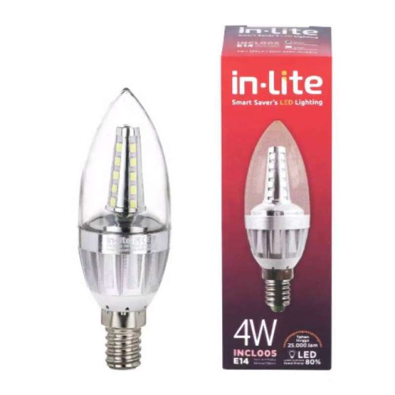 Promo Lampu Candle LED IN-LITE 4 Watt E27 & E14 INCL005 - E14 Kuning ...