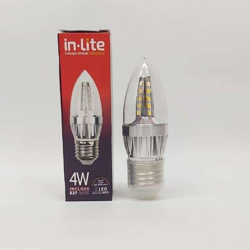 Promo Lampu Candle LED IN-LITE 4 Watt E27 & E14 INCL005 - E27 Kuning ...