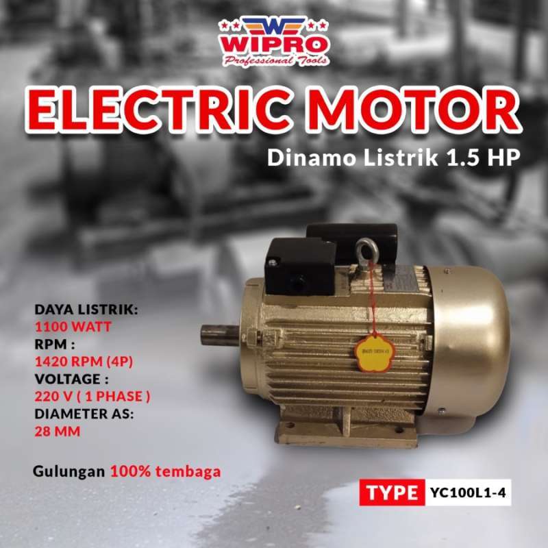 Jual Wipro Dinamo Listrik Electric Motor Elektro Motor 1.5hp 1.5 Hp 1 Phase Dinamo Listrik Wipro ...