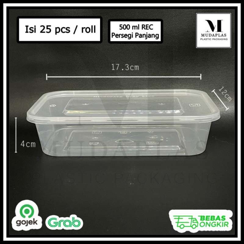 Promo Thinwall Rectangle 500 ml / Kotak Makan Tebal DM isi 25 pcs 500REC Diskon 36% di Seller ...