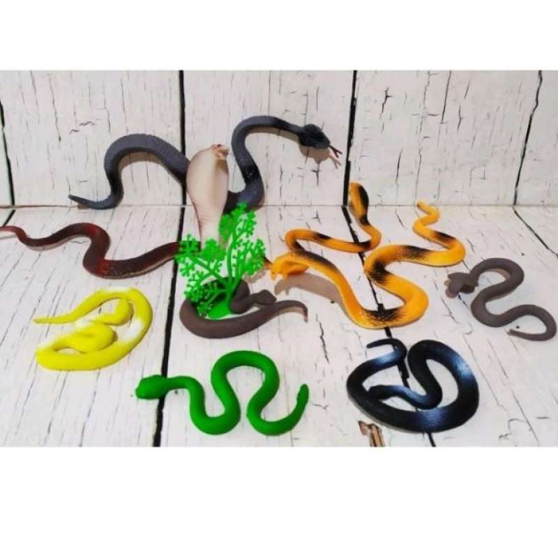Jual Mainan Anak Ular Ularan Karet Set Lengkap Uler Lentur 9 Pcs Di ...