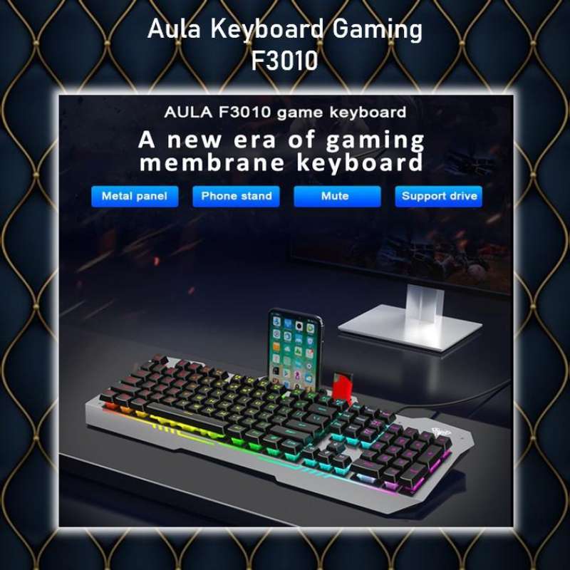 Jual Keyboard Gaming Membrane Aula F-3010 Rubber Dump-new R Led ...
