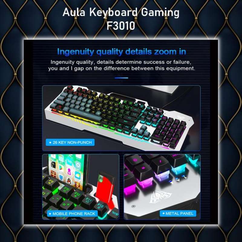 Jual Keyboard Gaming Membrane Aula F-3010 Rubber Dump-new R Led ...