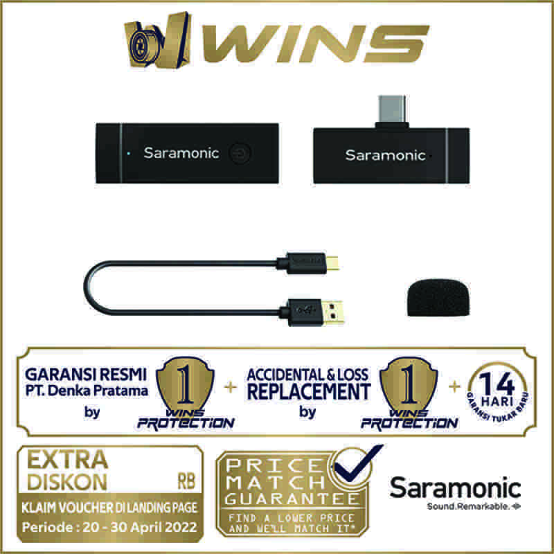 Jual Saramonic Blink Go-U1 Dual-Channel Wireless Microphone System for USB Type-C Garansi Resmi ...