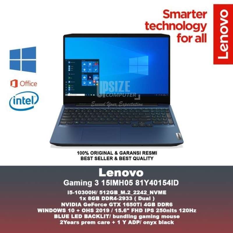 Jual Lenovo Ideapad Gaming 3 i5 10300H 8GB 512GB GTX 1650Ti W10 OHS ...