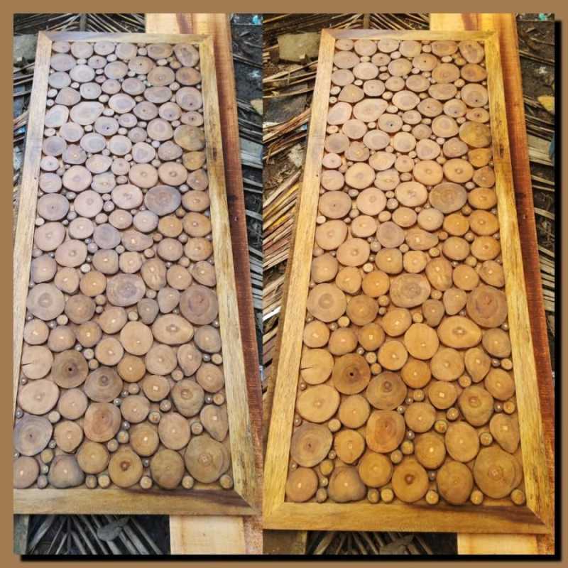 Jual Hiasan dinding kayu teak wood wall art decor wallpaper dinding di ...