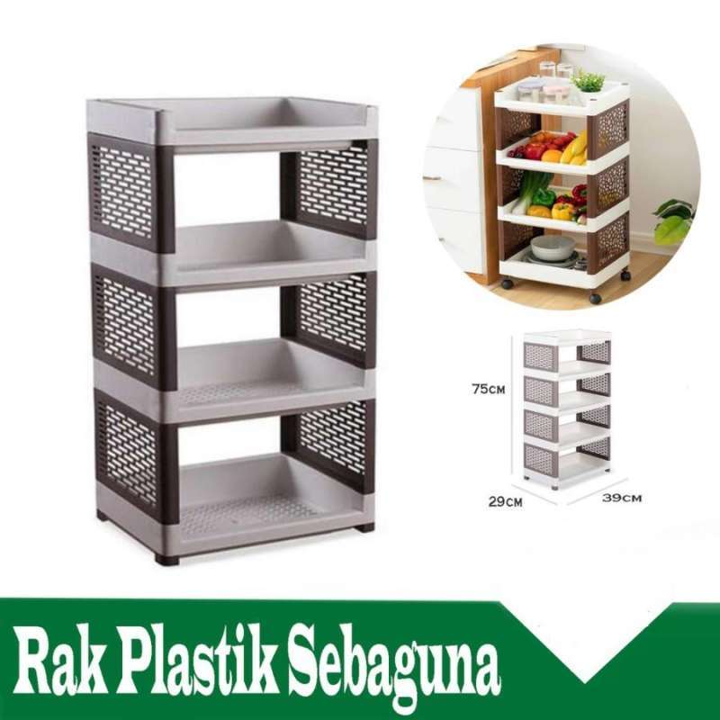 Jual Rak Plastik 4 Susun Dengan Roda / Rak 4 Tingkat / Rak Dapur ...