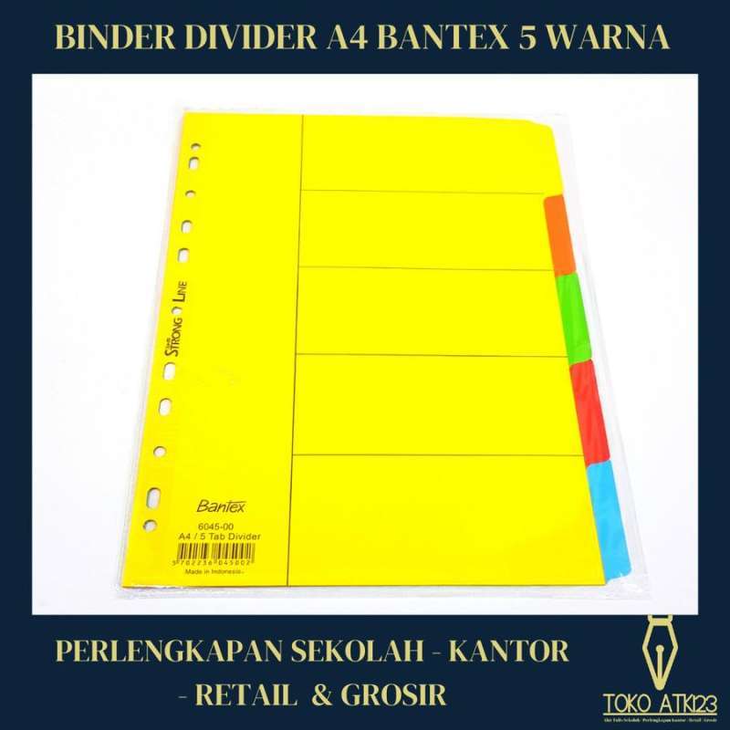 Jual Binder Divider / Pembatas Binder Ukuran A4 Merk Bantex 5 Warna di ...