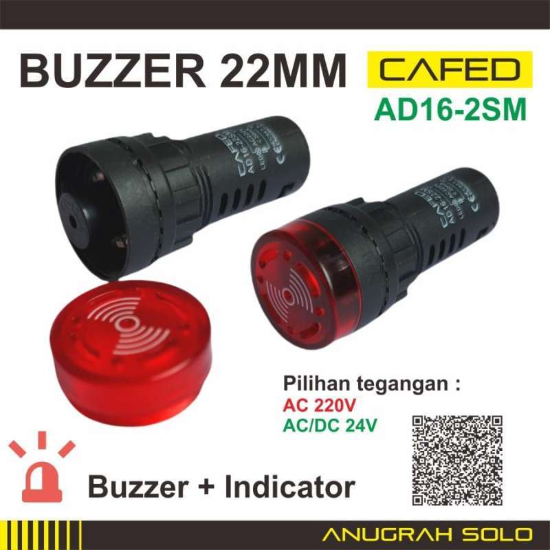Jual Pilot Lamp Buzzer 22mm Led Cafed Lampu Indikator Dengan Buzzer Di ...