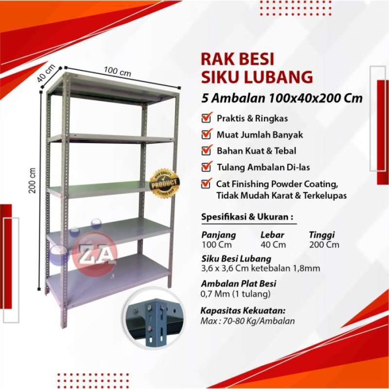 Jual Rak Besi Siku 5 Ambalan Susun Plat Minimalis Serbaguna 100 x 40 x ...