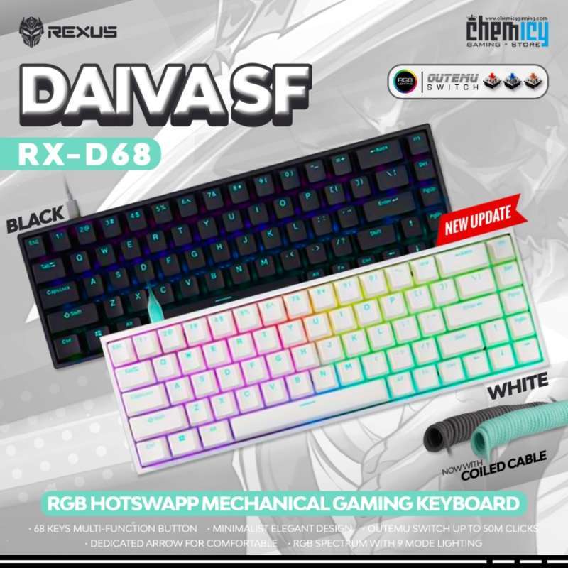 Jual Rexus DAIVA SF RX-D68 RGB Hotswappable Mechanical Gaming Keyboard ...