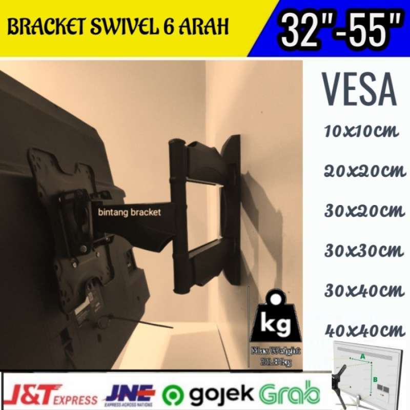 Jual Nb North Bayou Full Motion Articulating Tv Wall Mount Bracket For ...