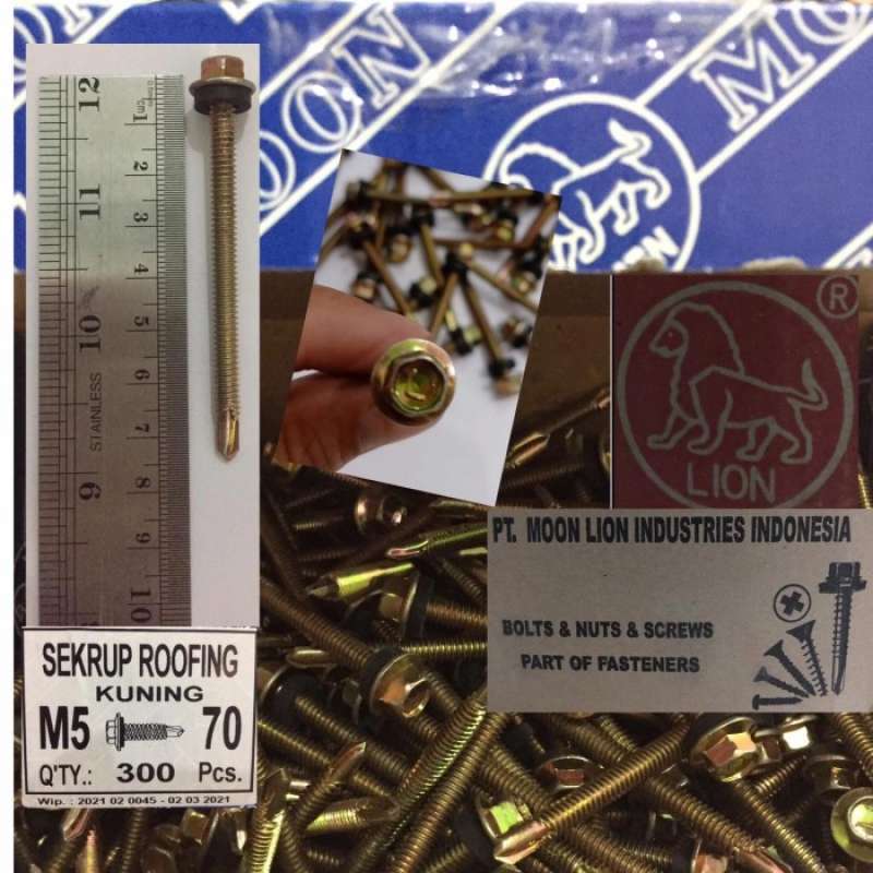 Promo Baut, Sekrup, Roofing, Ruping Atap Kuning Uk.12x70 (7cm). 1 Box ...