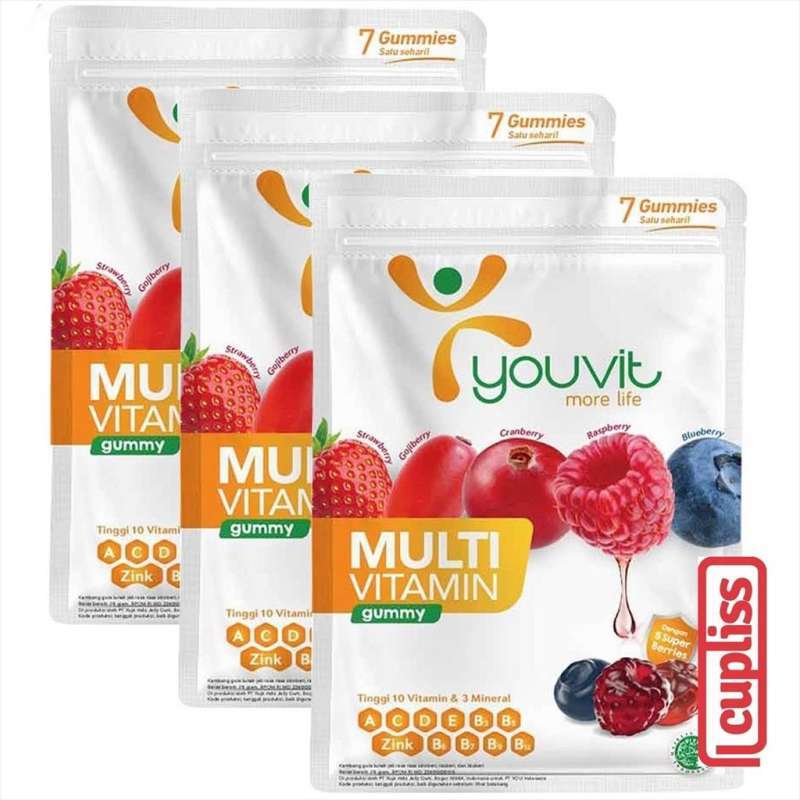 Promo x3 YOUVIT Multivitamin Gummy Dewasa 7 Days Vitamin Diskon 1% di ...