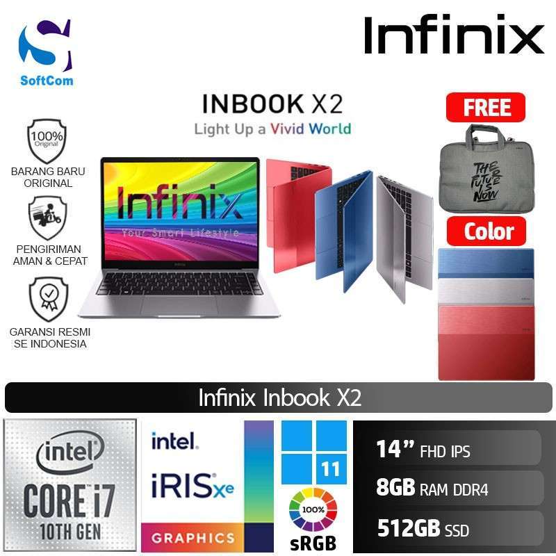 Jual Infinix Inbook X2 Notebook [core I7-1065g7/8gb/512gb Ssd/14 Fhd ...