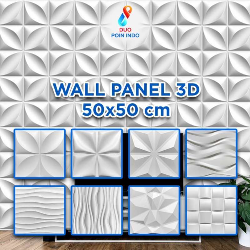 Promo Wall Panel 3d Pvc 50x50 Wallpaper Desain Interior Rumah White ...