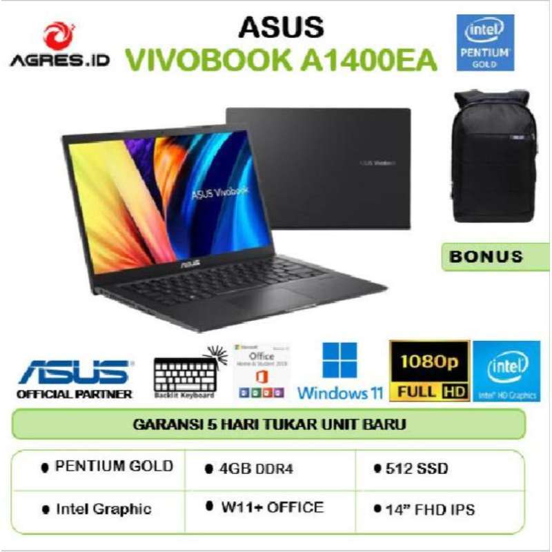 Jual ASUS VIVOBOOK 14 A1400EA Pentium Gold 7505 8gb 256ssd 14.0 FHD ...