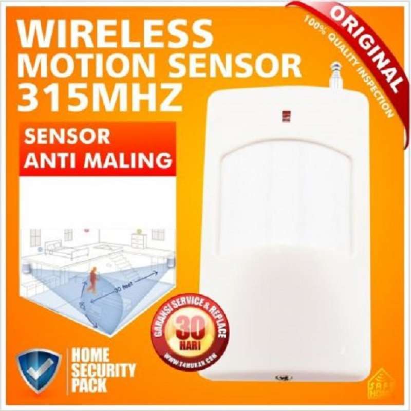 Jual Wireless Motion Sensor 315 MHZ, PIR Detector Wall Mounted Sensor ...