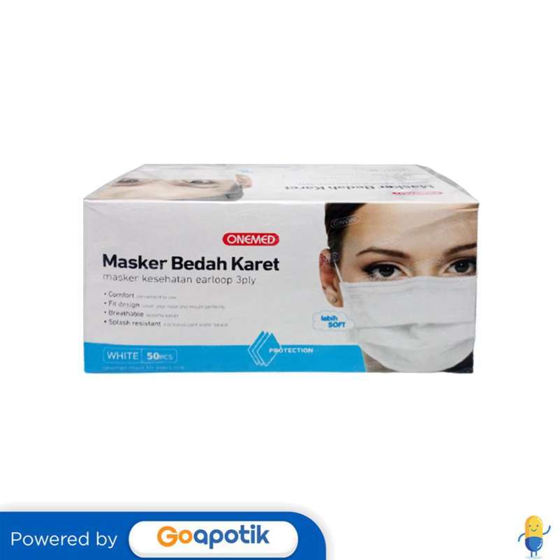 Jual Onemed 3ply Masker Bedah Karet Earloop Warna Putih Box 50 Pcs Di ...