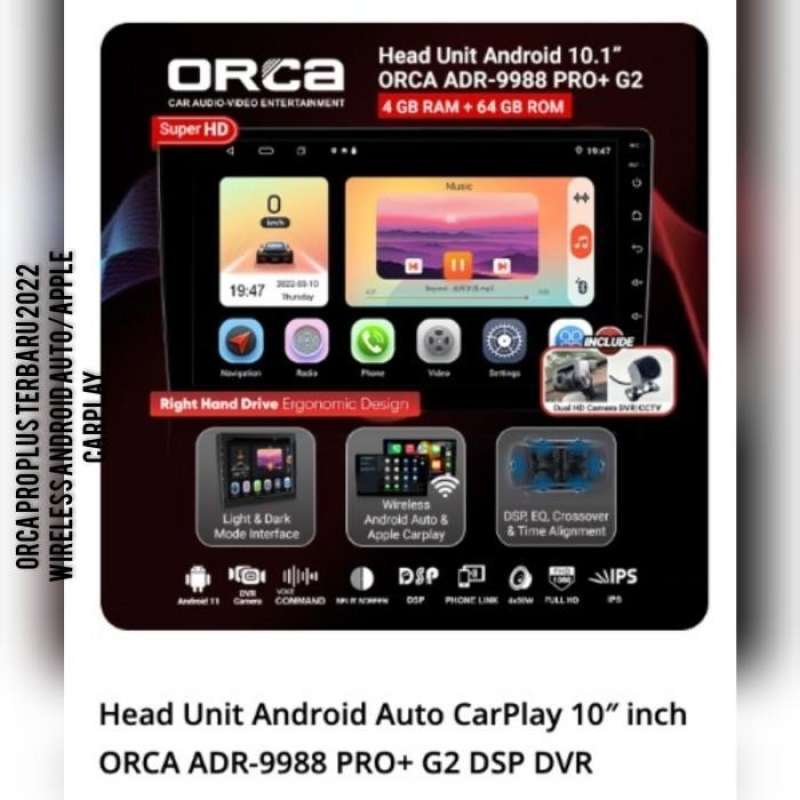 Promo HEAD UNIT ANDROID ORCA 10 ADR-9988 PRO+ Plus DVR Diskon 1% di ...